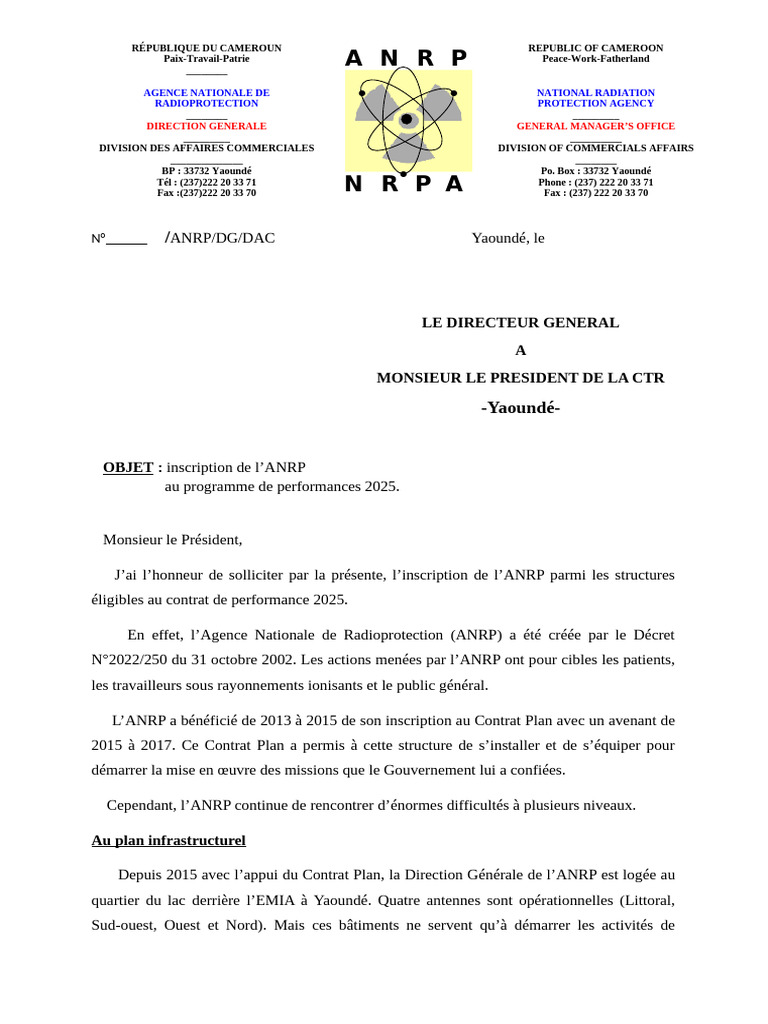Inscription Anrp Au Contrat de Performance 2025 | PDF | Sûreté nucléaire