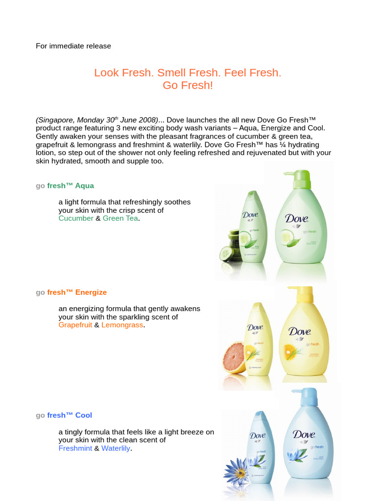 Dove Go Fresh Product Press Release | PDF