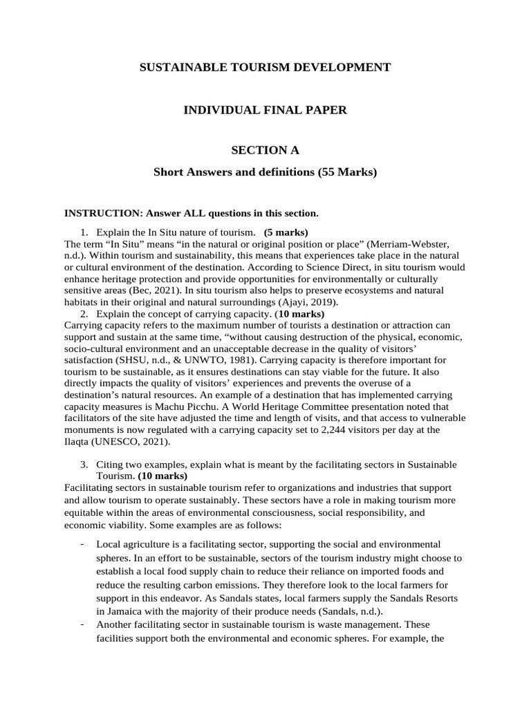 Final Paper | PDF | Sustainability | Tourism
