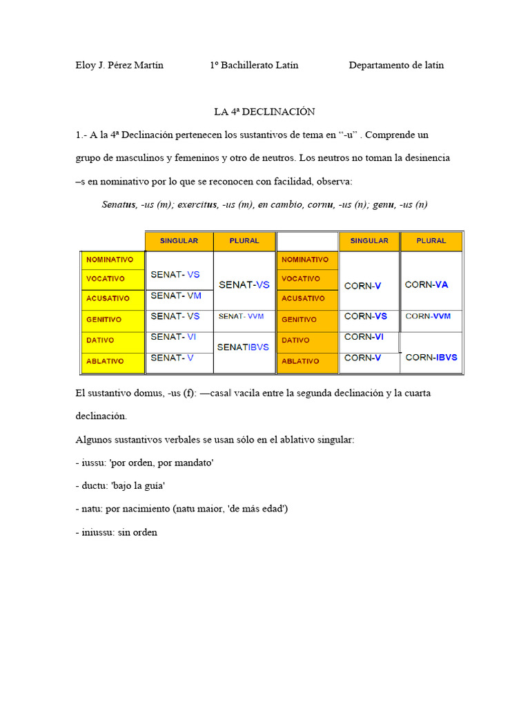 4º y 5º Declinación Latina | PDF | Artes del Lenguaje y Comunicación