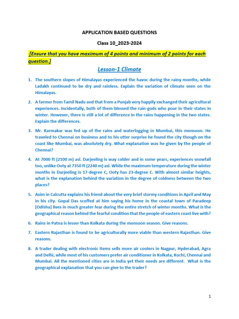 APPLICATION BASED QUESTIONS - Part-1 | PDF | Irrigation | Earth Sciences