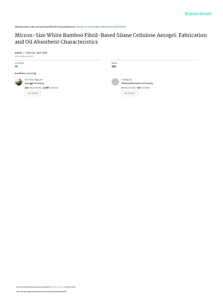 Micron-Size White Bamboo Fibril-Based Silane Cellulose Aerogel ...