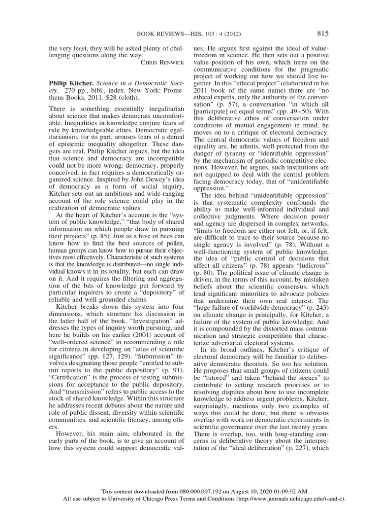 Science & Democracy: A Symbiosis | PDF | Democracy | Political Ideologies