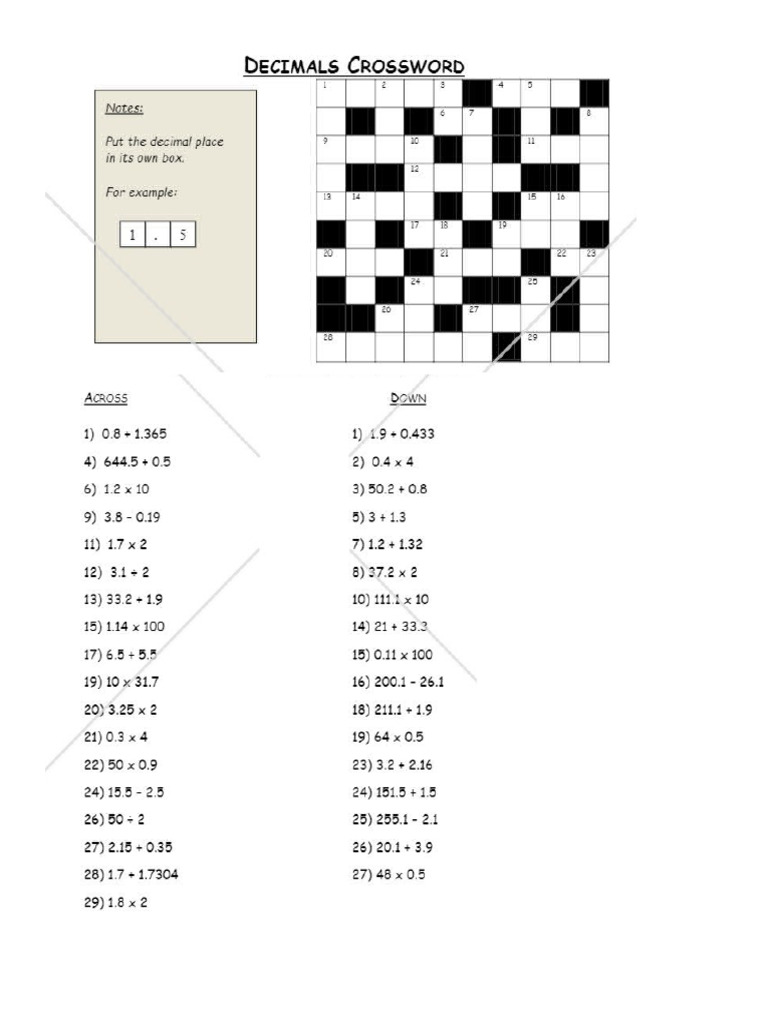 Math Crossword | PDF