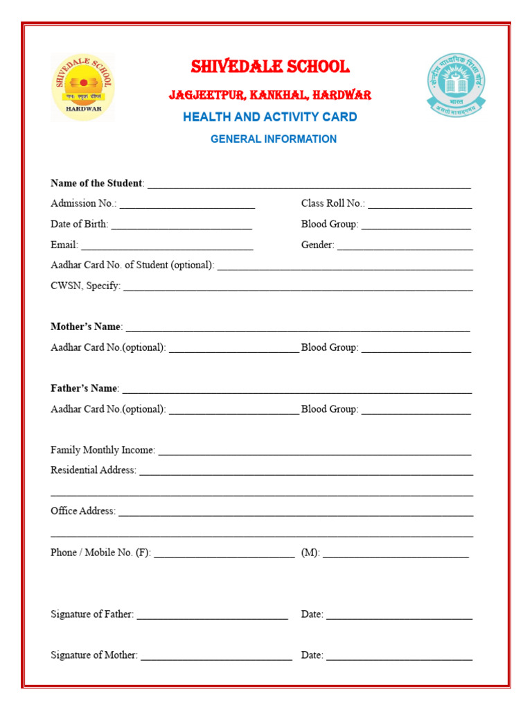 Health and Activity Card | PDF | Physical Fitness | Strength Training