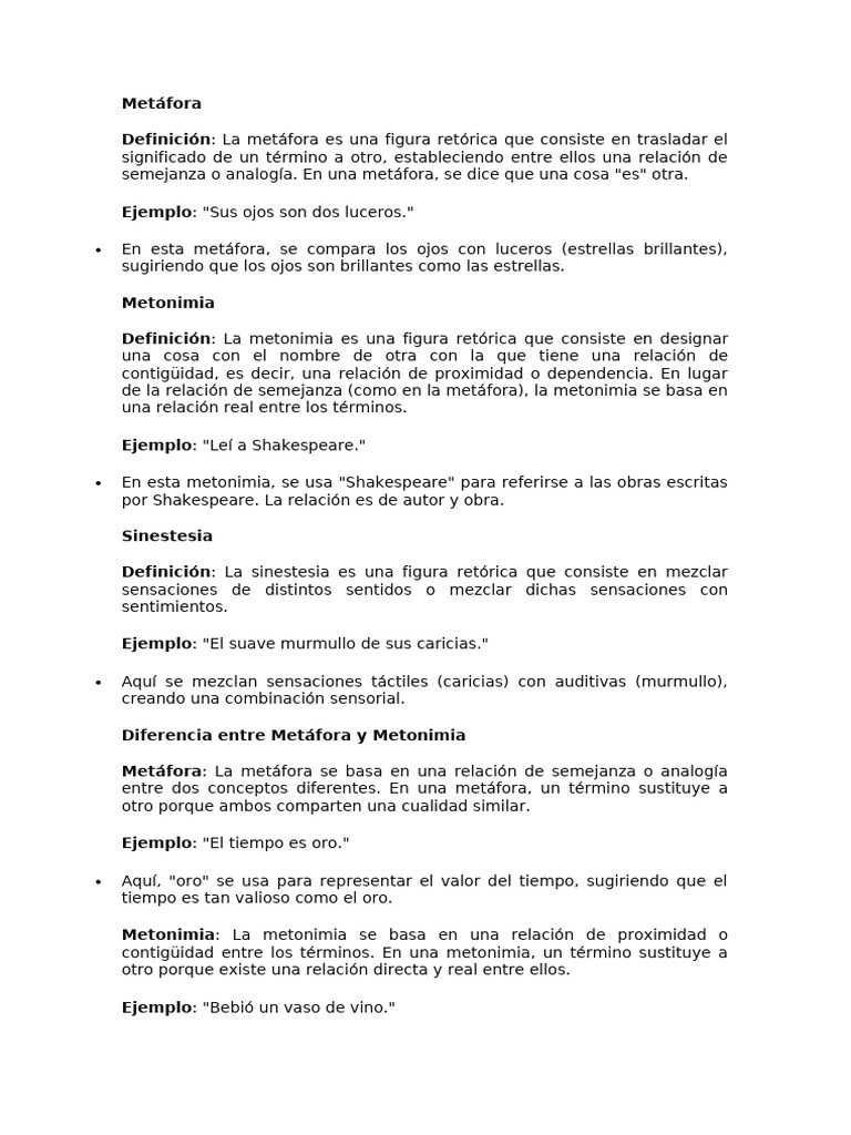 Metáfora, Metonimia y Sinestesia | PDF | Metáfora | Analogía