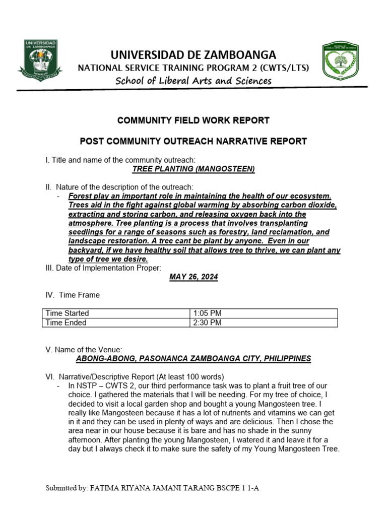 Narrative Report For Tree Planting | PDF | Trees | Plants