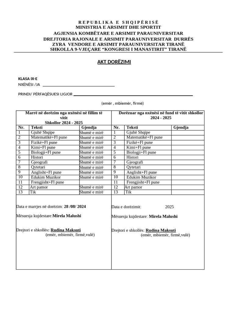 Akt Dorëzimi | PDF