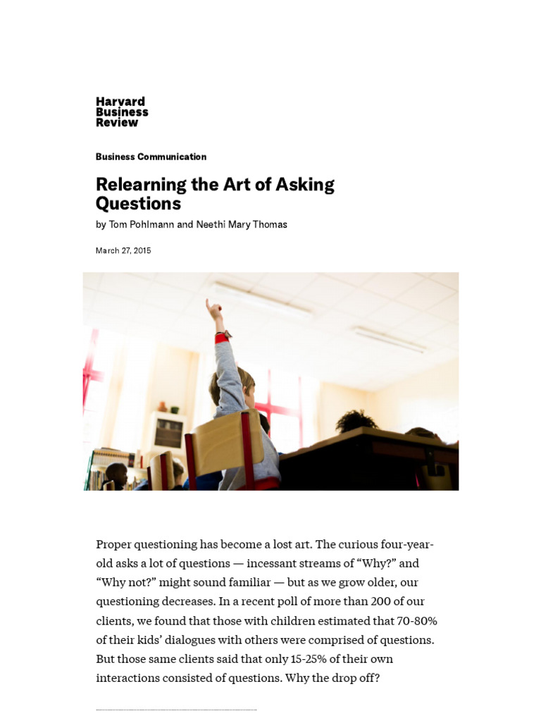 Pohlmann and Thomas, 2015 - Relearning The Art of Asking Questions ...
