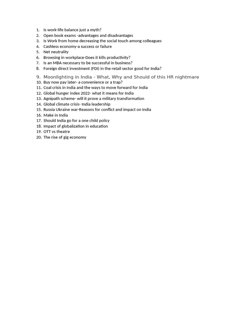 GD Topics HR | PDF | Career & Growth