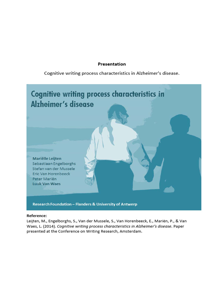 Cognitive Writing Characteristics | PDF | Alzheimer's Disease | Dementia