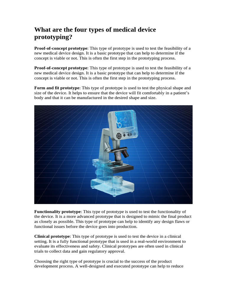 Types of Medical Device Prototypes | PDF | Prototype | Medical Device