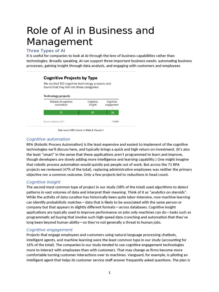 Role of AI in Business and Management | PDF | Artificial Intelligence ...