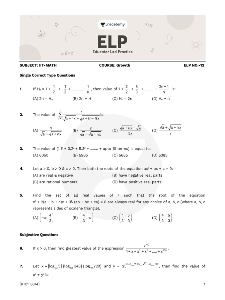 IIT Math Course: Growth Problems | PDF