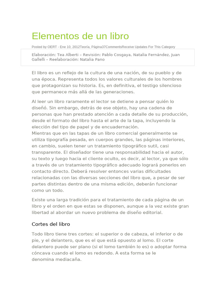 Elementos de Un Libro | PDF | Libros | Publicación