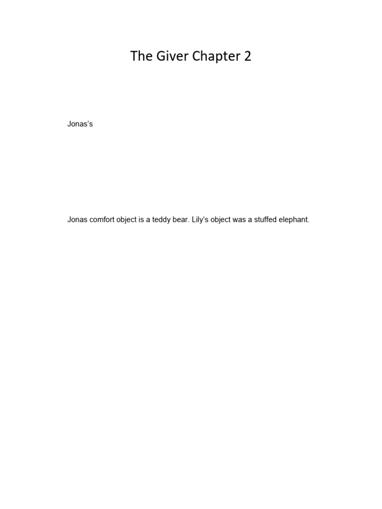 The Giver Chapter 2 | PDF