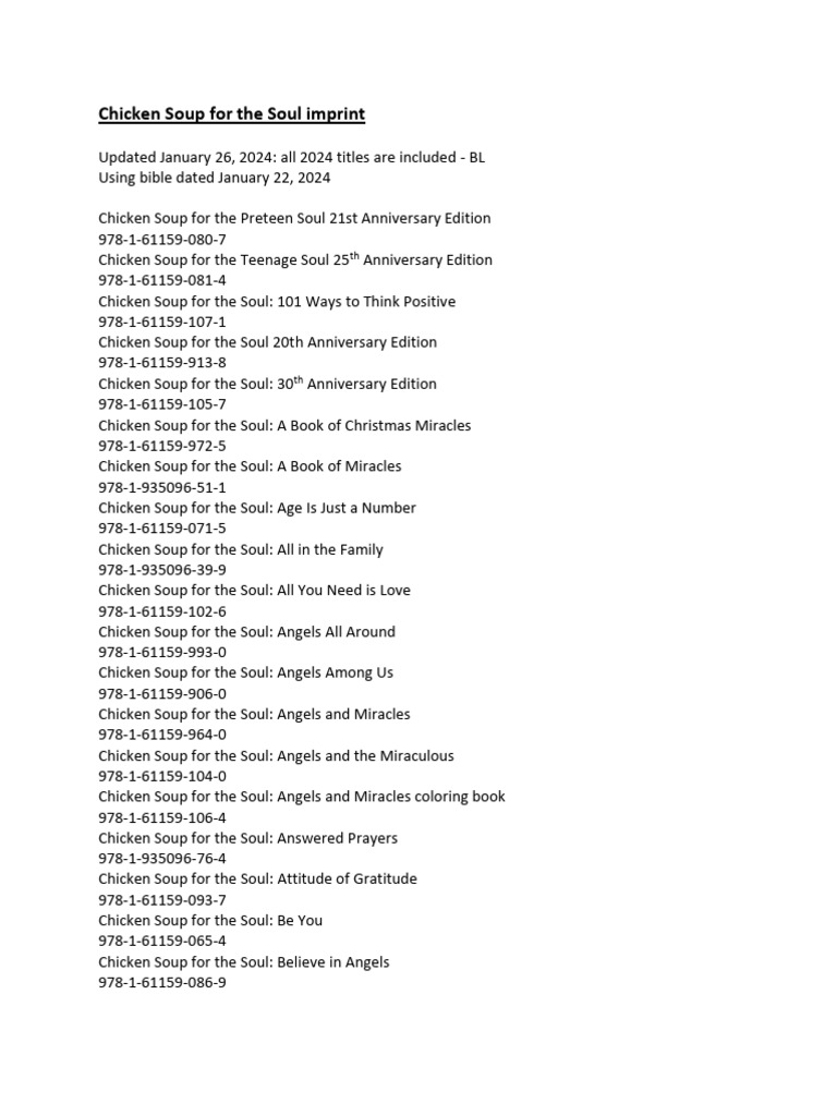 CSS Book Titles and ISBNs Through 2024 | PDF | Miracle