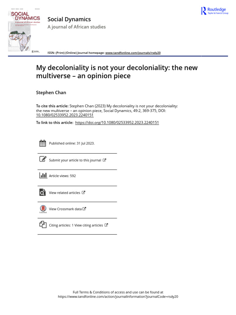 Decoloniality: A Complex Multiverse Debate | PDF | Zambia | Postcolonialism