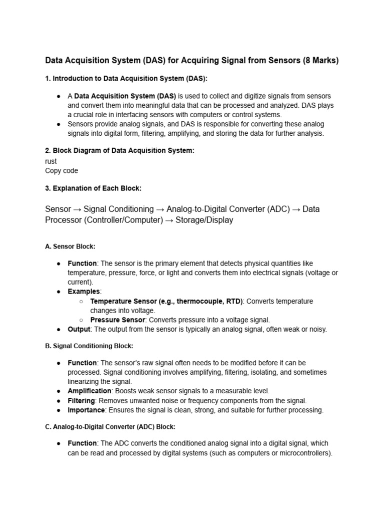 Overview of Data Acquisition Systems | PDF | Analog To Digital ...