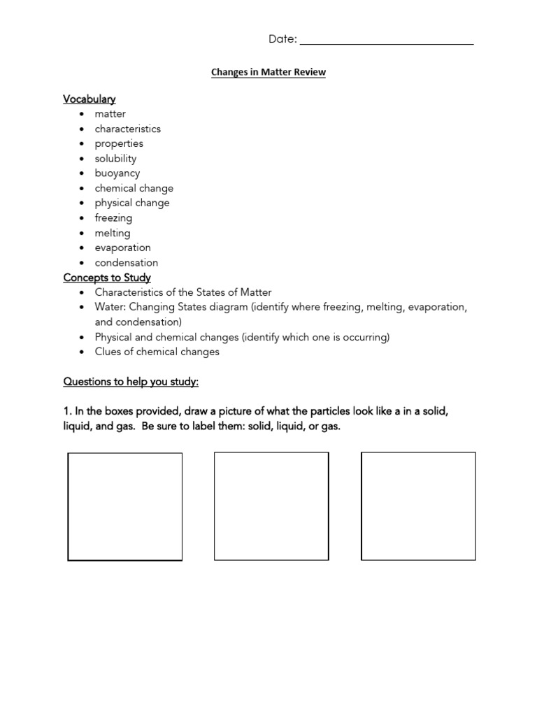 Matter & Change Study Guide | PDF