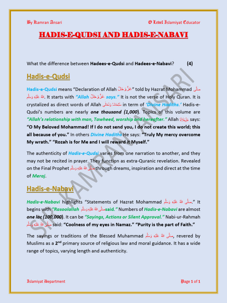 Hadiths Qudsi and Nabavi | PDF | Philosophy | Science & Mathematics