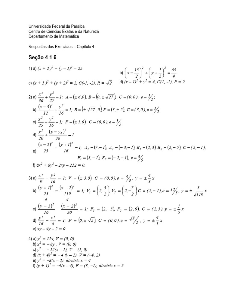 Respostas Dos Exercícios Cap 4 | PDF | Variedade (Matemática) | Geometria diferencial