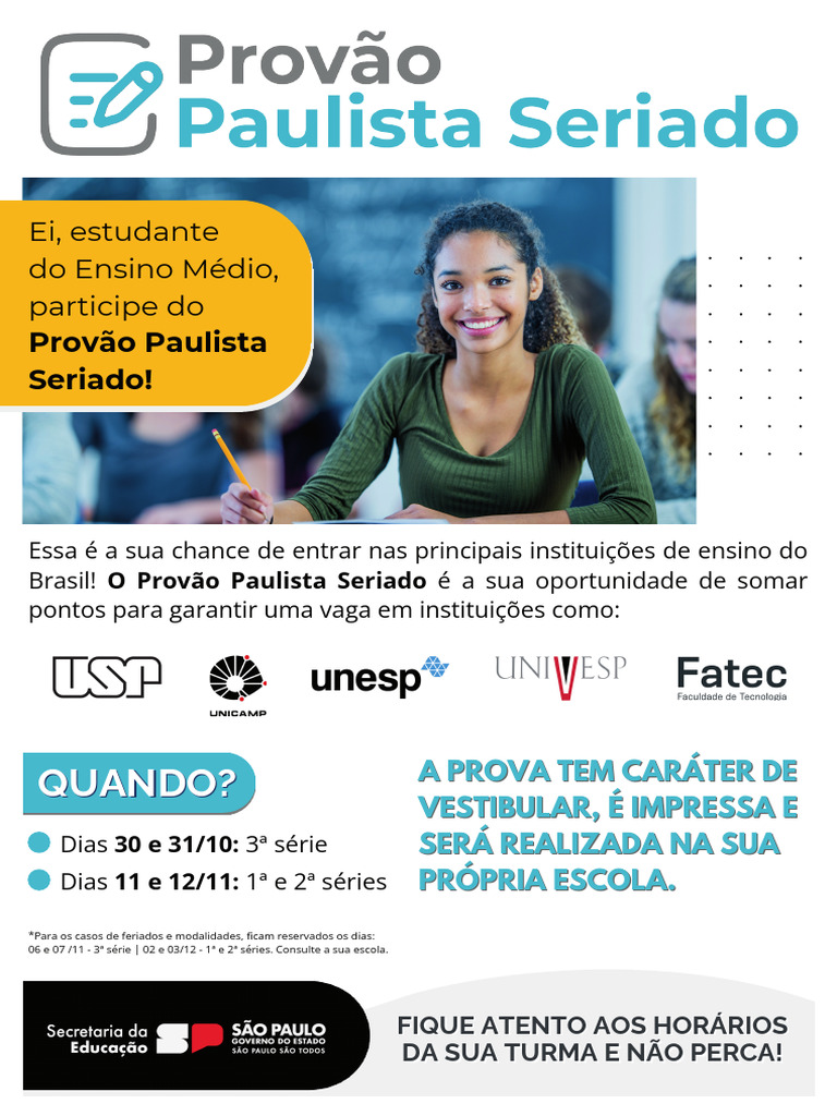 Cartaz A3 - para Impressão - PROVÃO PAULISTA | PDF