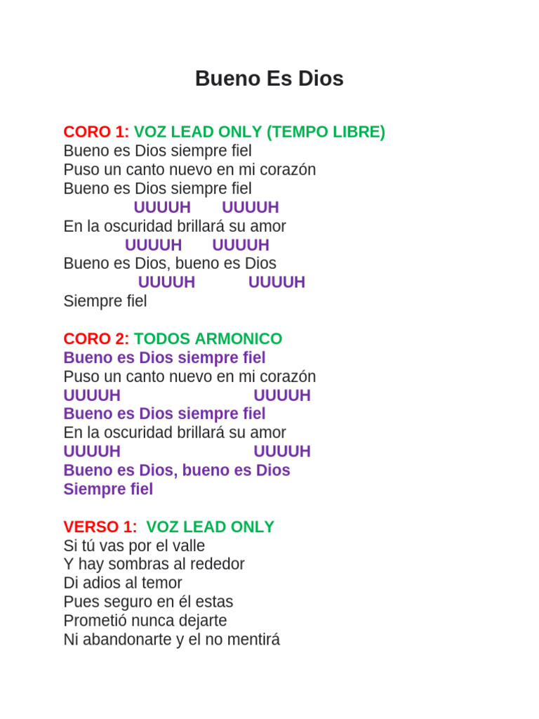 Bueno Es Dios Letra y Estructura | PDF | Poesía