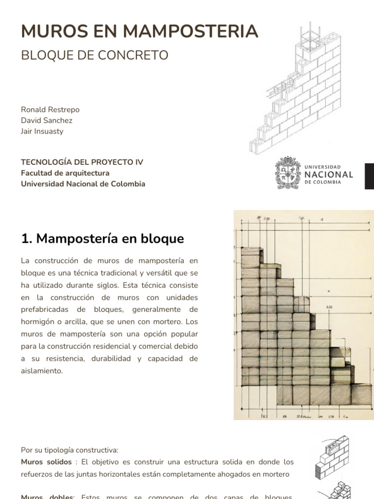 Muros de Mampostería en Bloque | PDF | Albañilería | pared