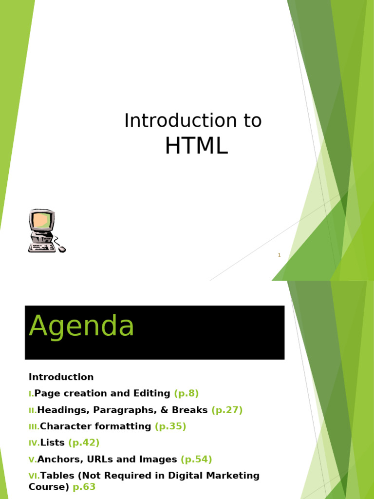 HTML Basics: Page Creation & Formatting | PDF | Html | World Wide Web