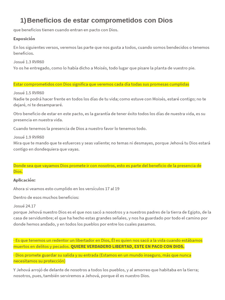 Beneficios de Estar Comprometidos Con Dios | PDF | Dios | Joshua
