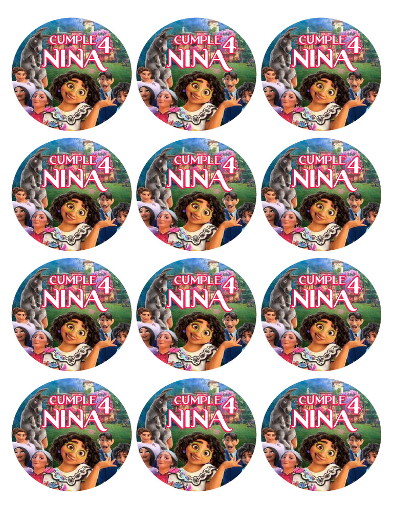 Sticker Redondo ENCANTO Cumple 4 NINA | PDF