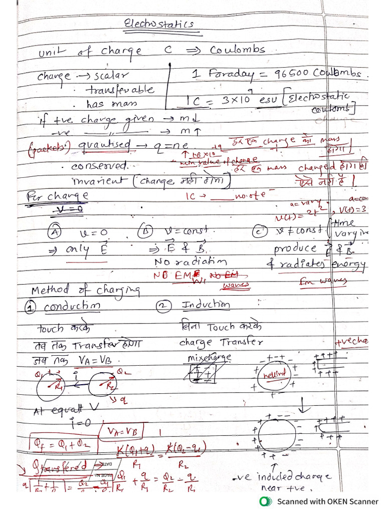 Electrostatics Short Notes (SP Sir) | PDF