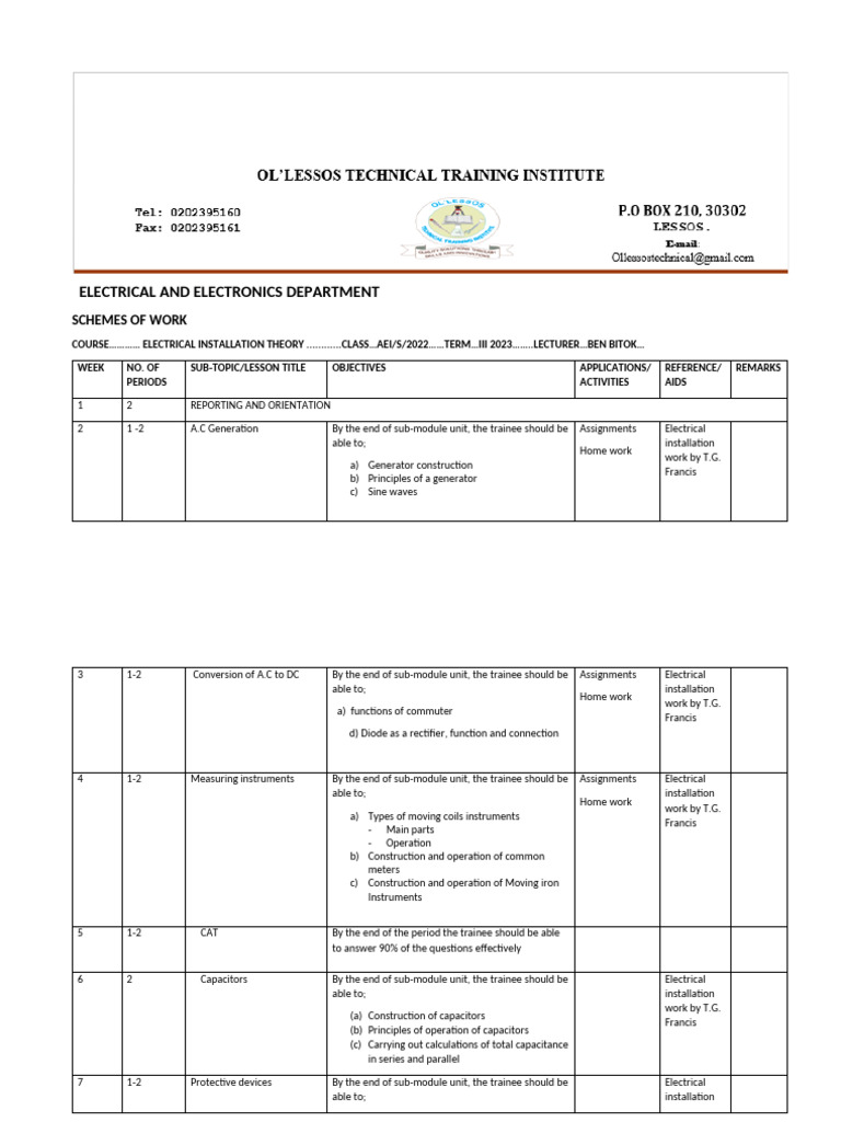 Electrical Installation s22 | PDF | Capacitor | Rectifier