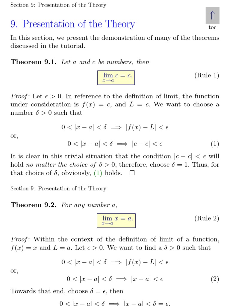 Theory and Proofs of Limits | PDF | Teaching Methods & Materials ...