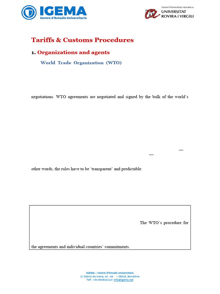 A - Tariffs Customs Procedure | PDF | World Trade Organization ...