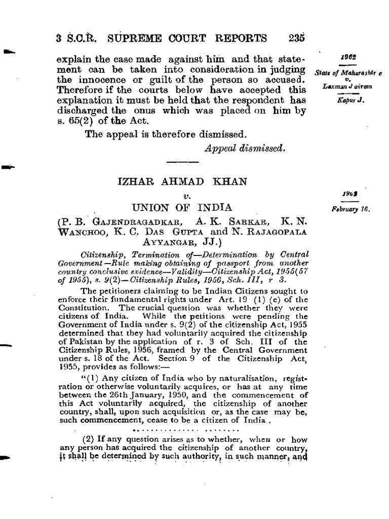 Admin Judgement File Judgement PDF 1962 Supp. (3) Part I Izhar Ahmad ...