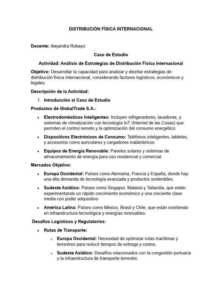 Actividad Caso de Estudio de DFI | PDF | Logística | Transporte