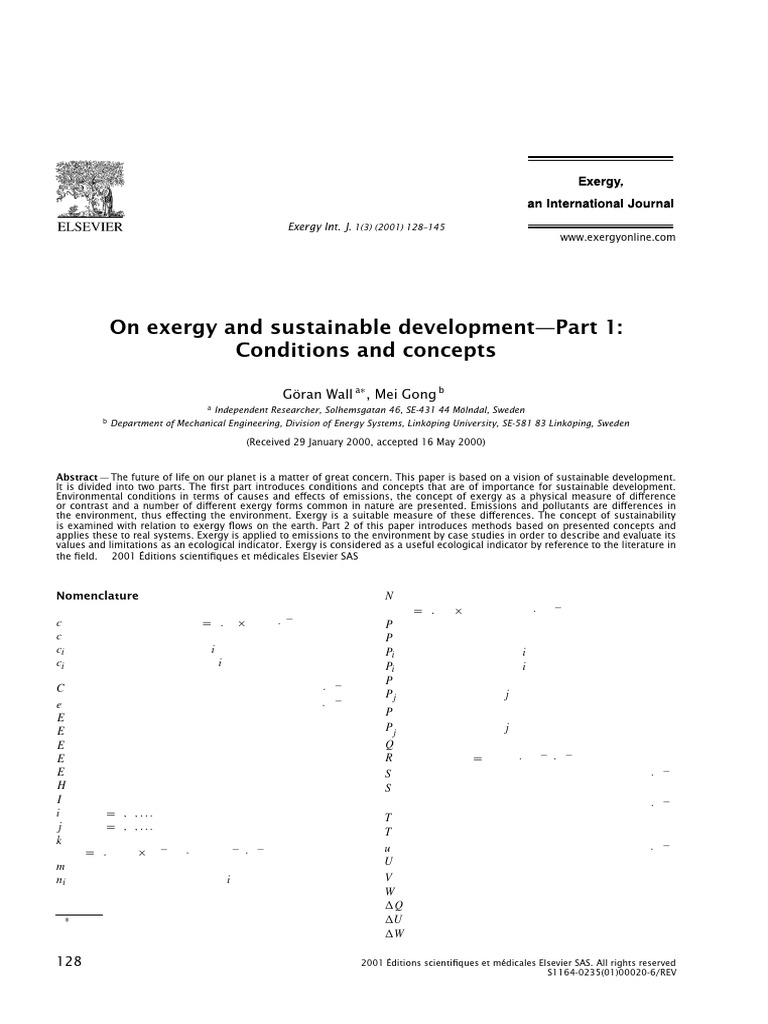 On Exergy and Sustainable Development Part 1 - Conditions An | PDF ...