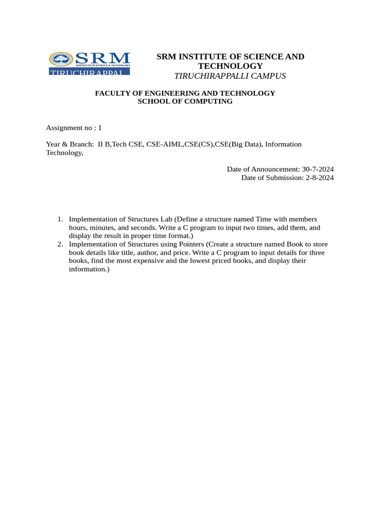 Assignment1 DSA | PDF