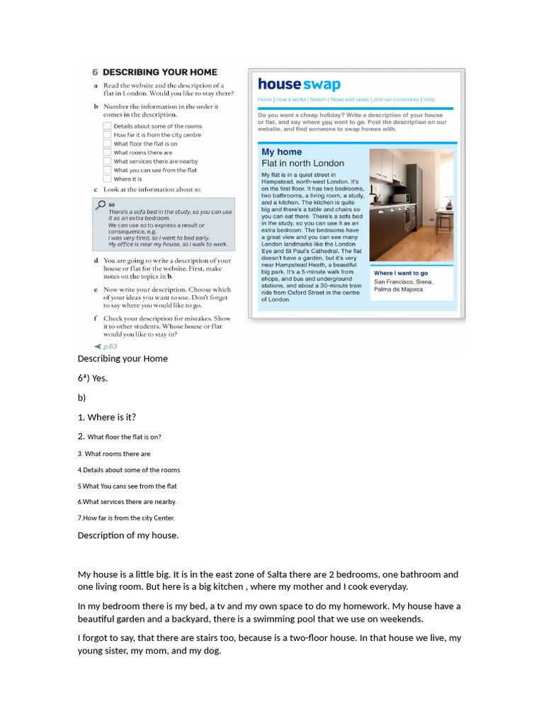 Describing Your Home WRITING | PDF