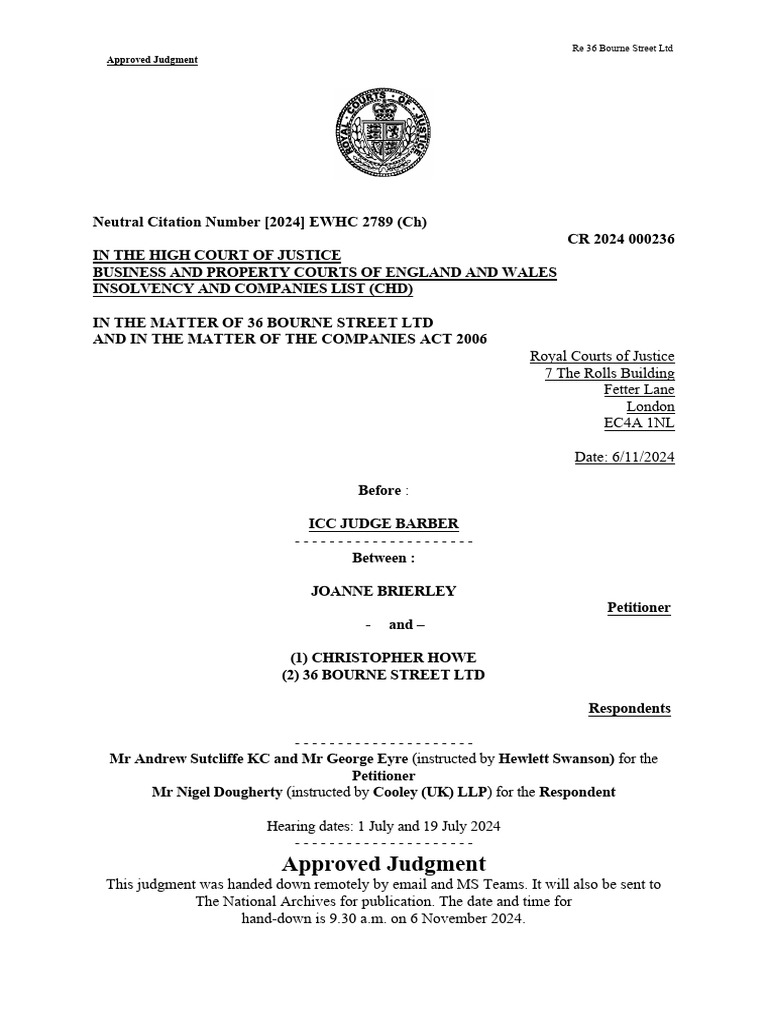 Ewhc CH 2024 2789 | PDF | Estoppel | Common Law