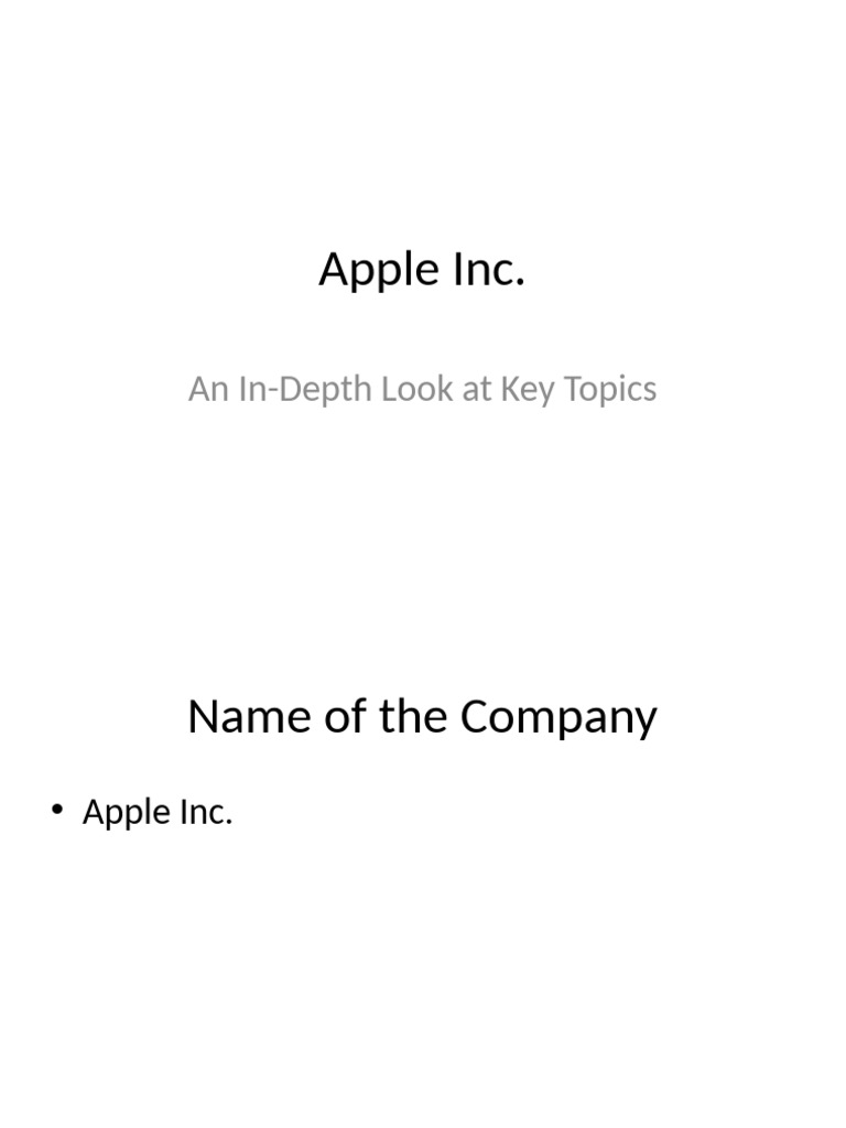 Apple Company Presentation | PDF | Apple Inc. | Computing