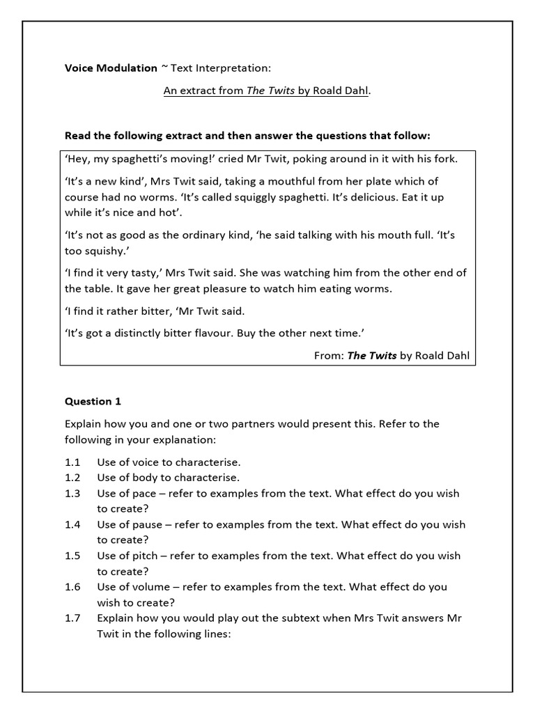 An Activity On Voice Modulation | PDF | Language Arts & Discipline ...