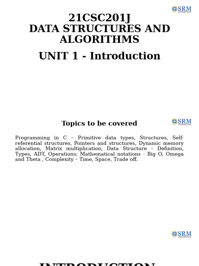 DSA - Unit1 - Final - Updated | PDF | Pointer (Computer Programming) | Data Type