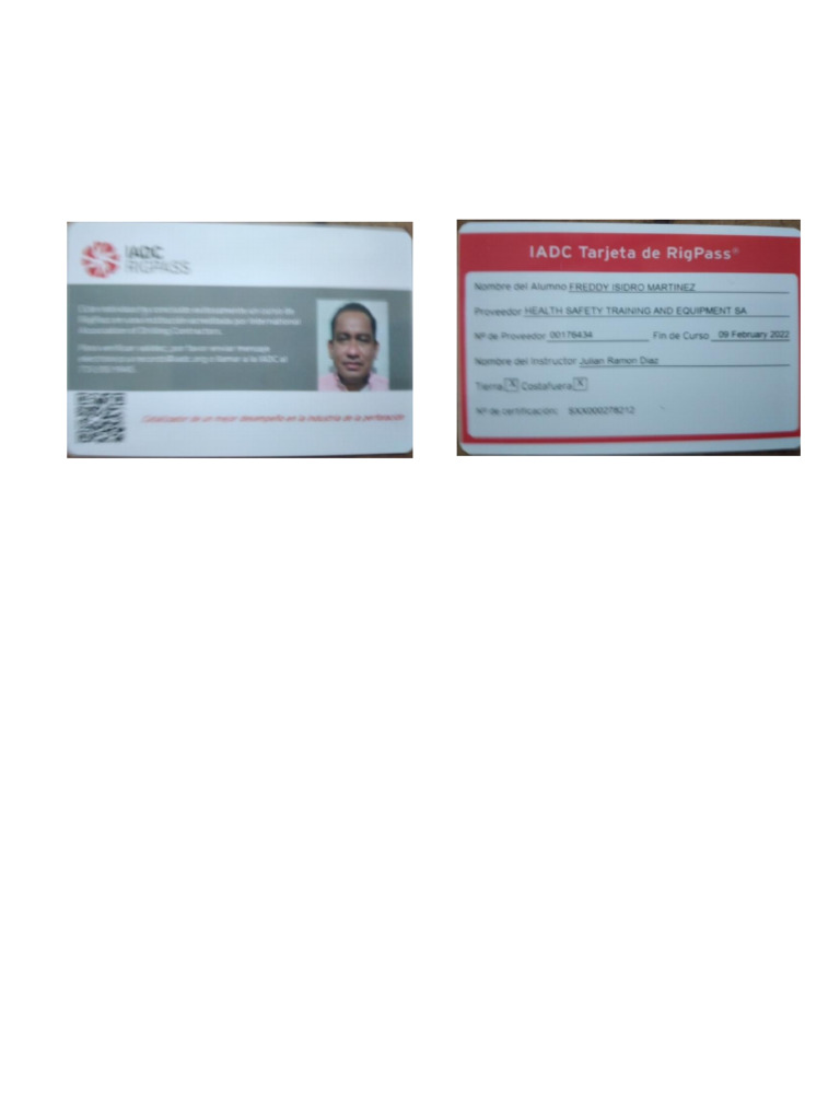 Rig Pass Fredy Credencial | PDF