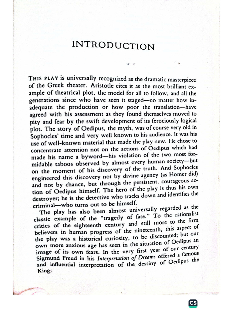 Oedipus Rex Introduction | PDF