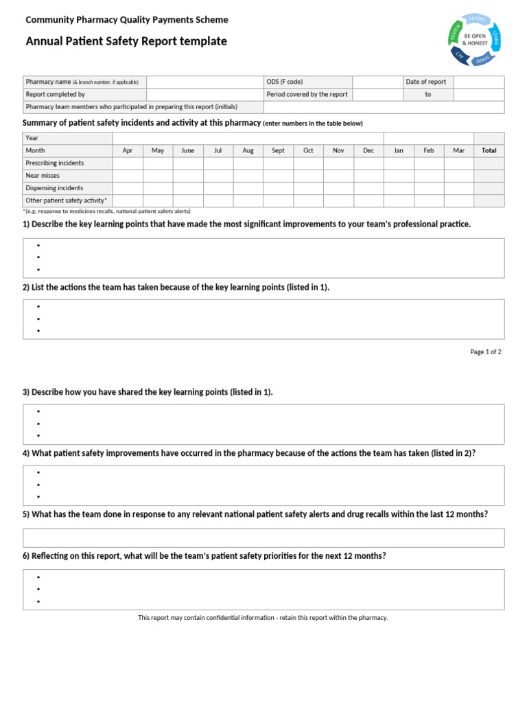 Annual PT Safety Report Template | PDF