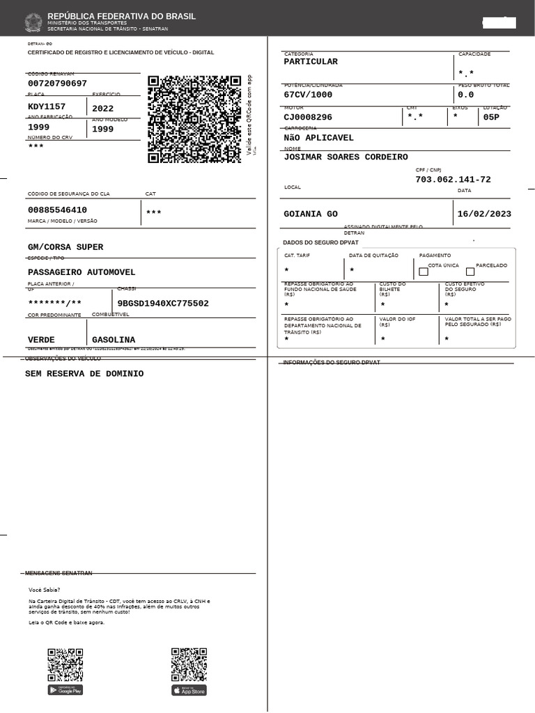 Modelo de Documento de Carro | PDF | Veículos | Transporte