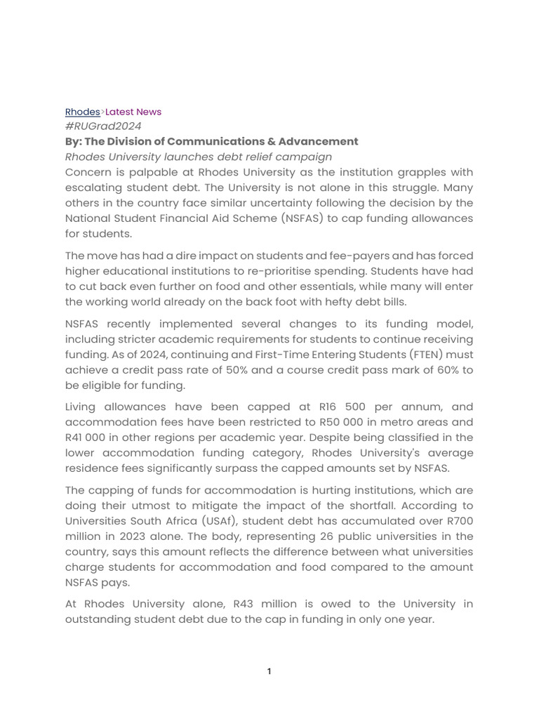 Escalating Student Debt Threat To Operations Amidst Funding Cuts | PDF ...